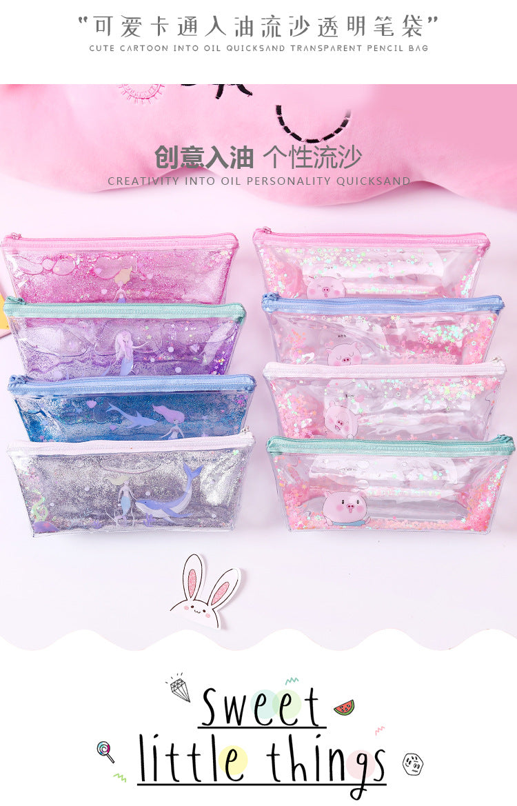 Kawaii Quicksand Mermaid Pencil Case – glitterisfun.com