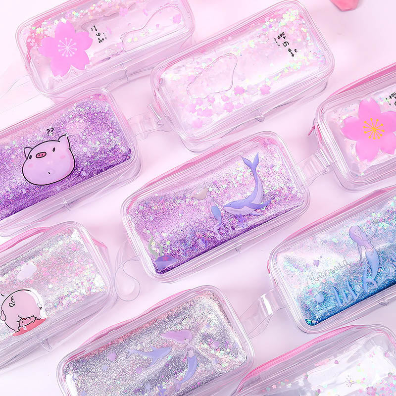Kawaii Quicksand Mermaid Pencil Case – glitterisfun.com
